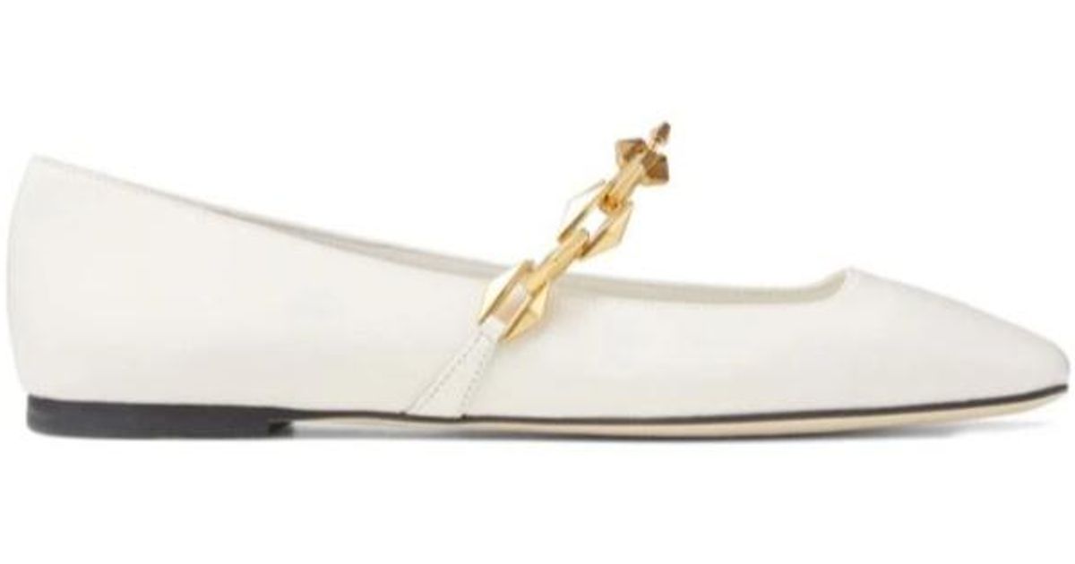 Jimmy Choo Square-Toed Ballet Shoes in White | Lyst