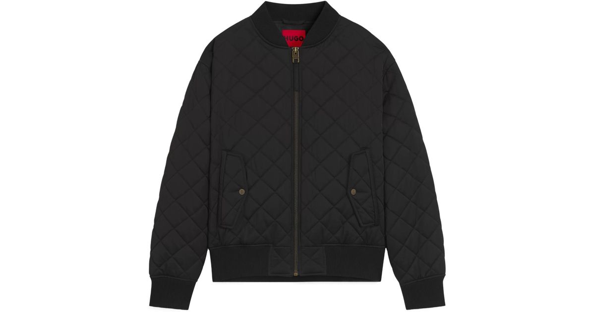 BOSS Waterproof Quilted Satin Jacket in Black for Men | Lyst