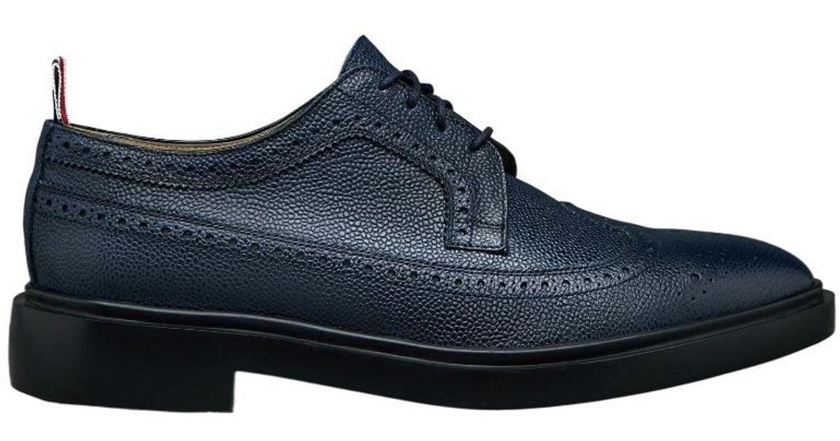 Thom Browne Pebbled Leather Longwing Brogues in Blue for Men | Lyst
