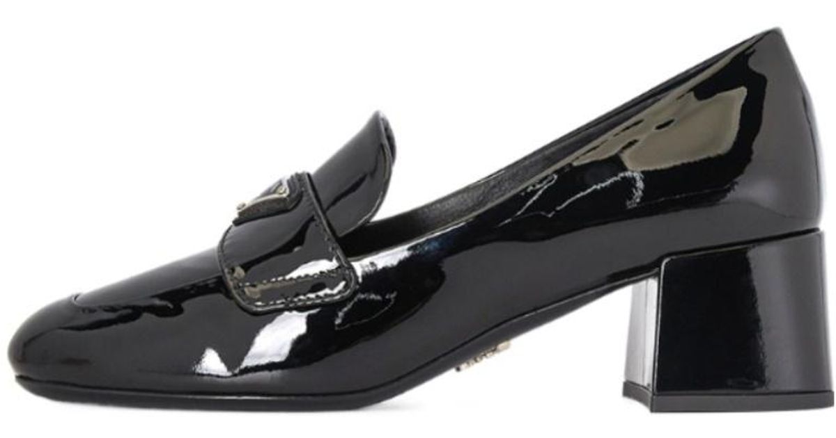 Prada Logo High Heels in Black | Lyst