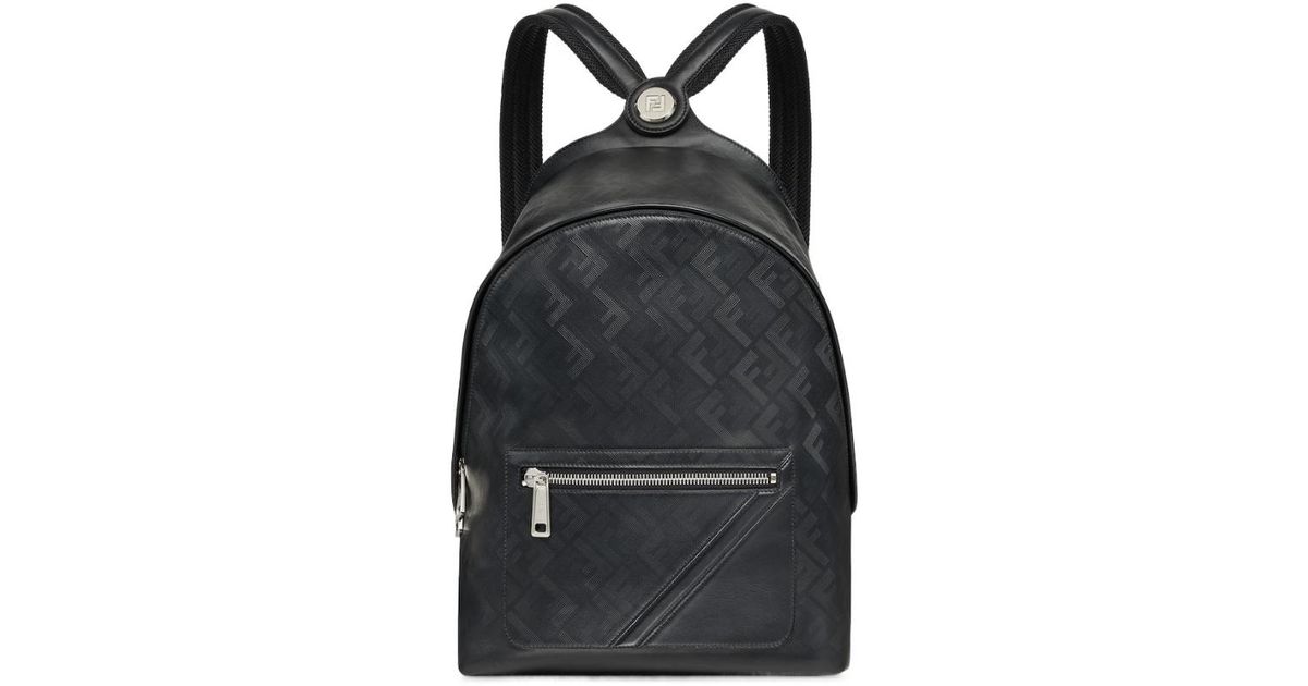 Fendi Leather Backpack in Black for Men | Lyst
