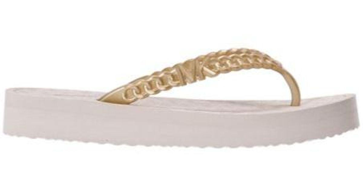 Michael Kors Round Toe Flip Flops in White | Lyst