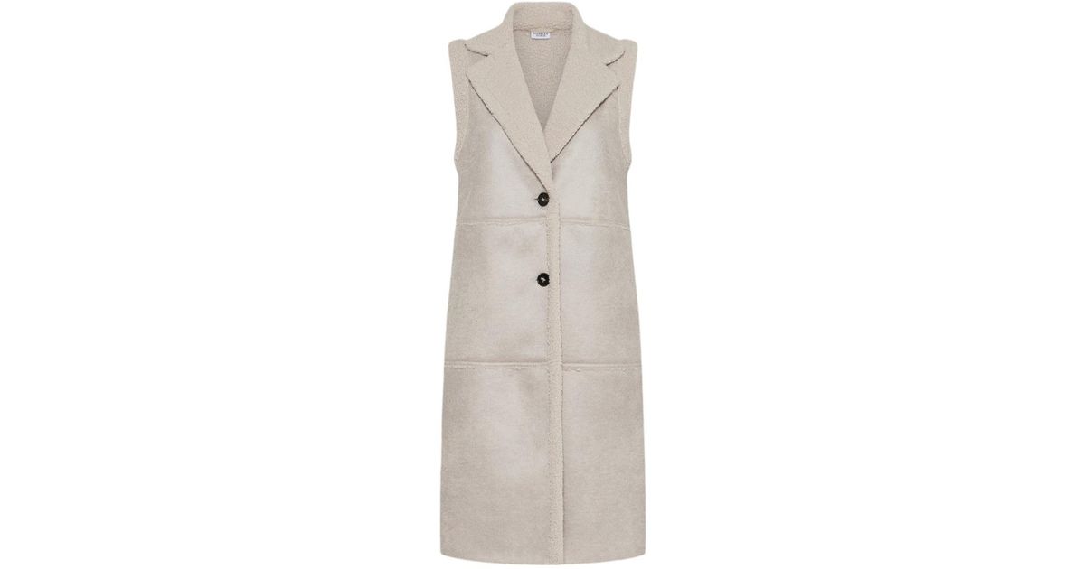 Marella Long Vest in Gray | Lyst