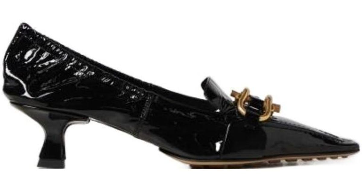 Bottega Veneta Logo Square Toe High Heels in Black | Lyst