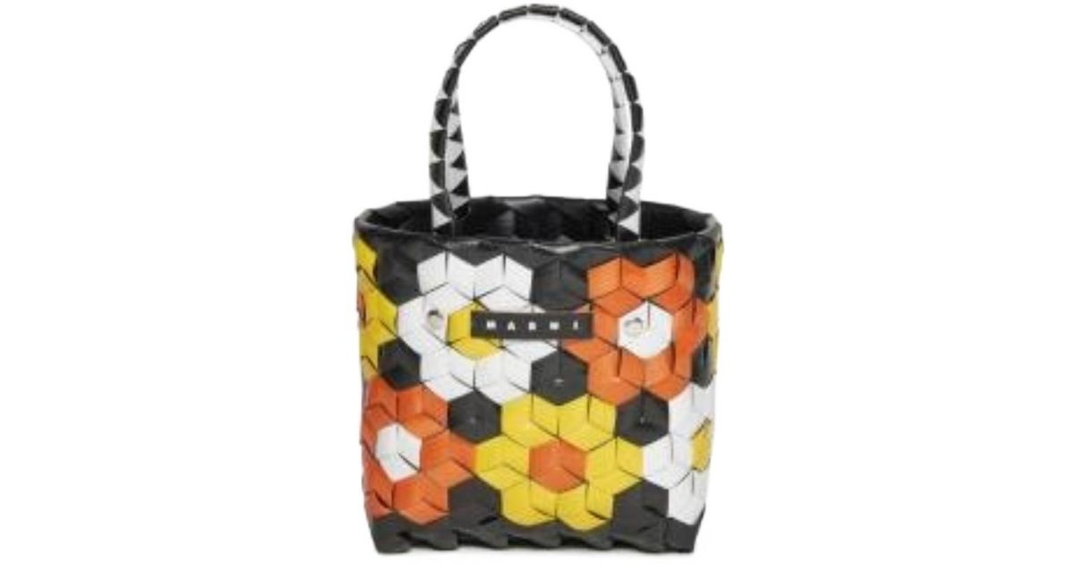 Marni Sunflower Interwoven-Design Tote Bag in Black | Lyst