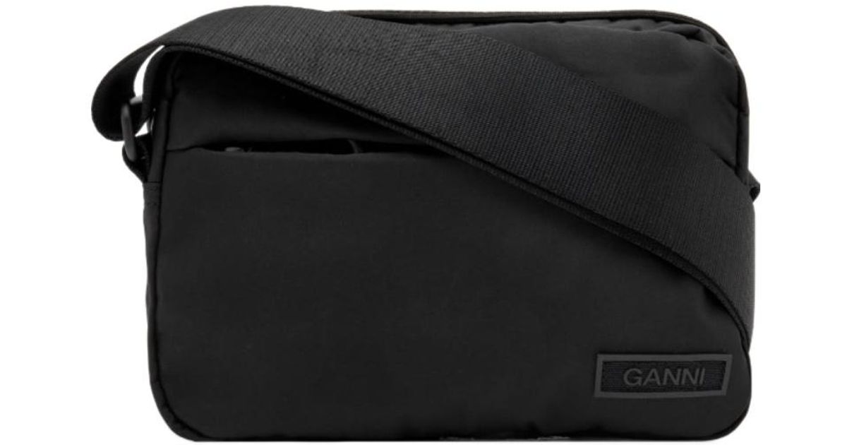 Ganni Festival Logo-Patch Crossbody Bag in Black | Lyst