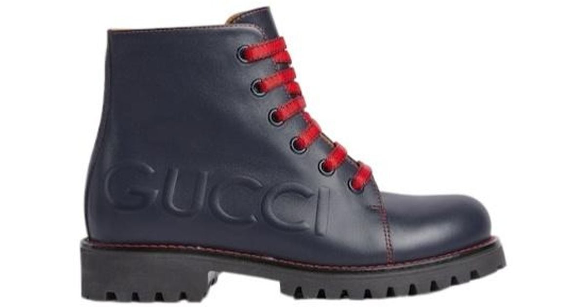 Gucci Laced Boots in Blue | Lyst