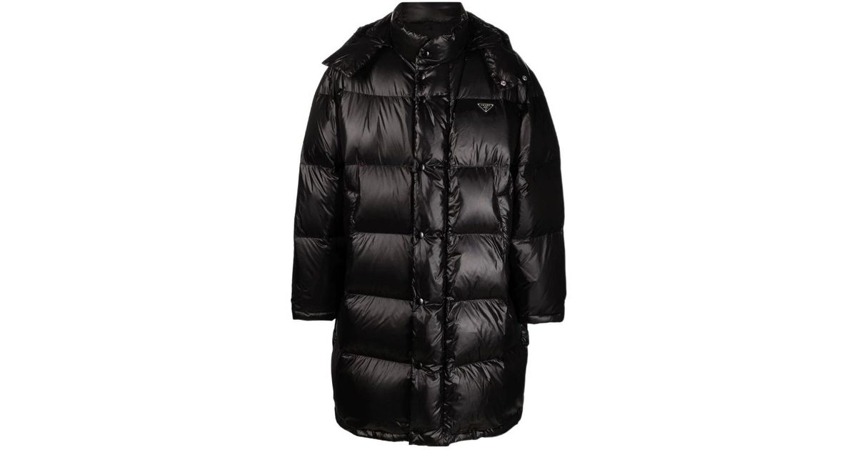 Prada Re-Nylon Down Coat in Black for Men | Lyst