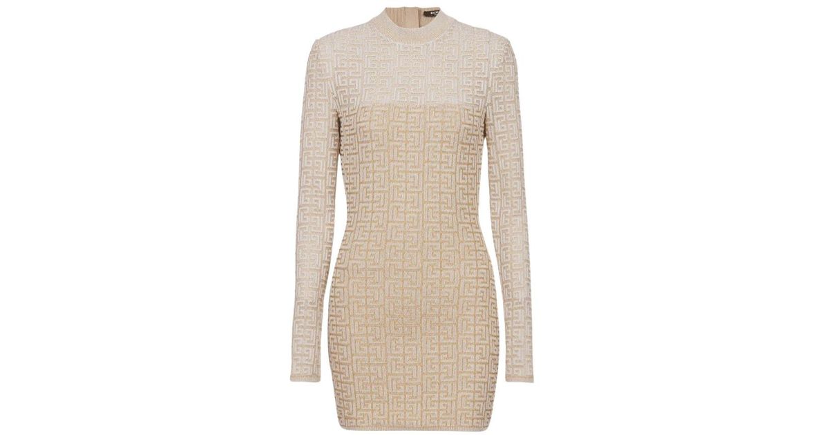 Balmain Labrinthe Dress in Natural | Lyst