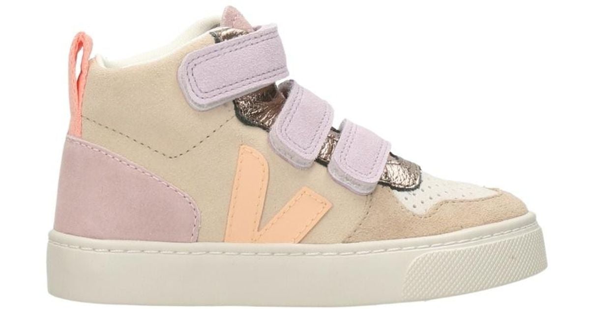 Veja V-10 High-Top Touch Strap Sneakers in Natural | Lyst