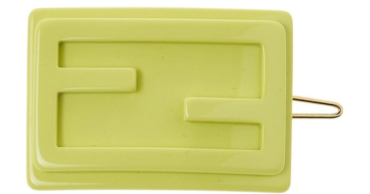 Fendi Logo Rectangular Hair Clip in Yellow | Lyst