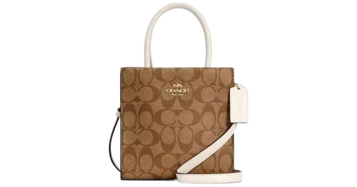 COACH Mini Cally Diagonal Span Bag in Brown | Lyst