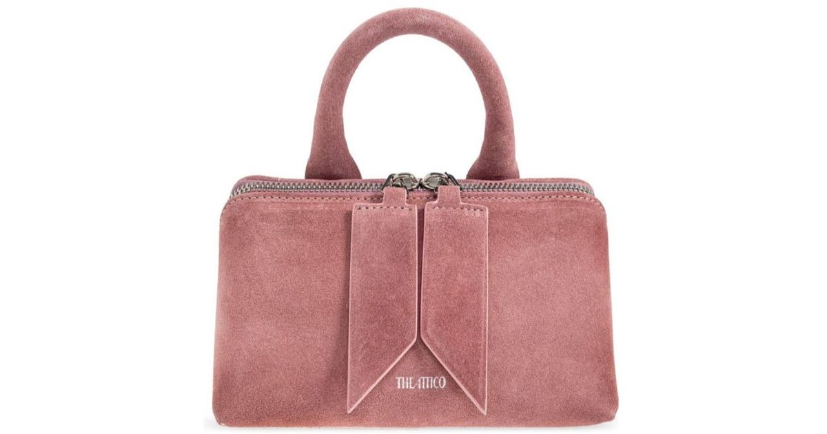 The Attico The Friday Logo Printed Mini Handbag in Pink | Lyst