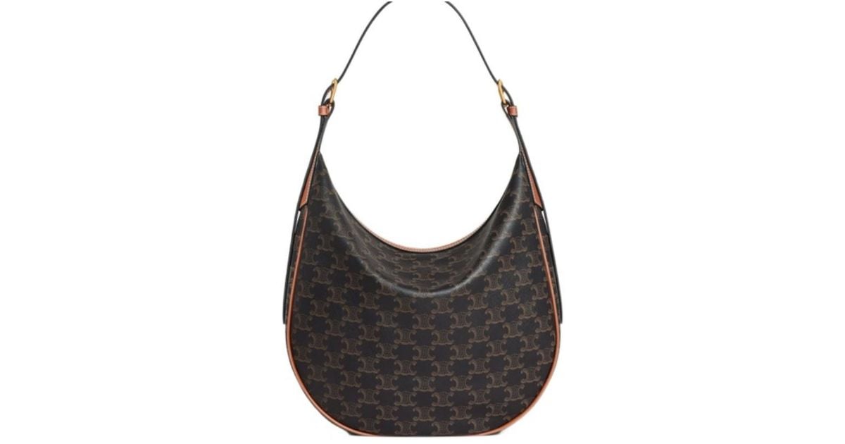 Celine Heloise Triomphe Printed Zipper Shoulder Bag in Black | Lyst