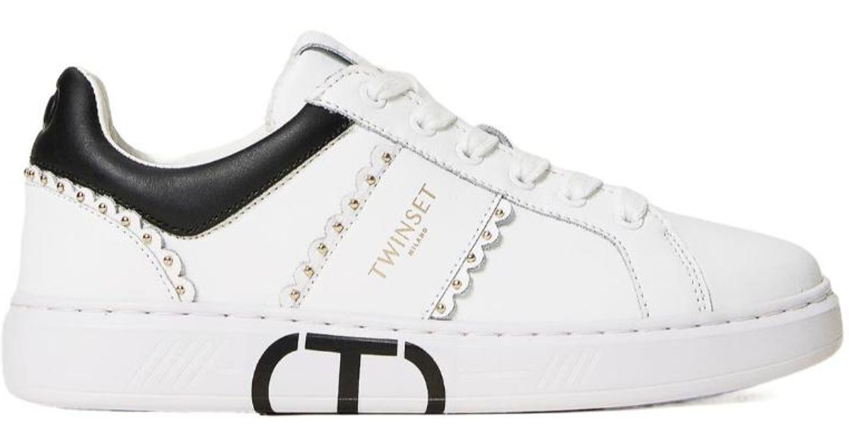 Twin Set Tie Low-Top Sneakers in White | Lyst