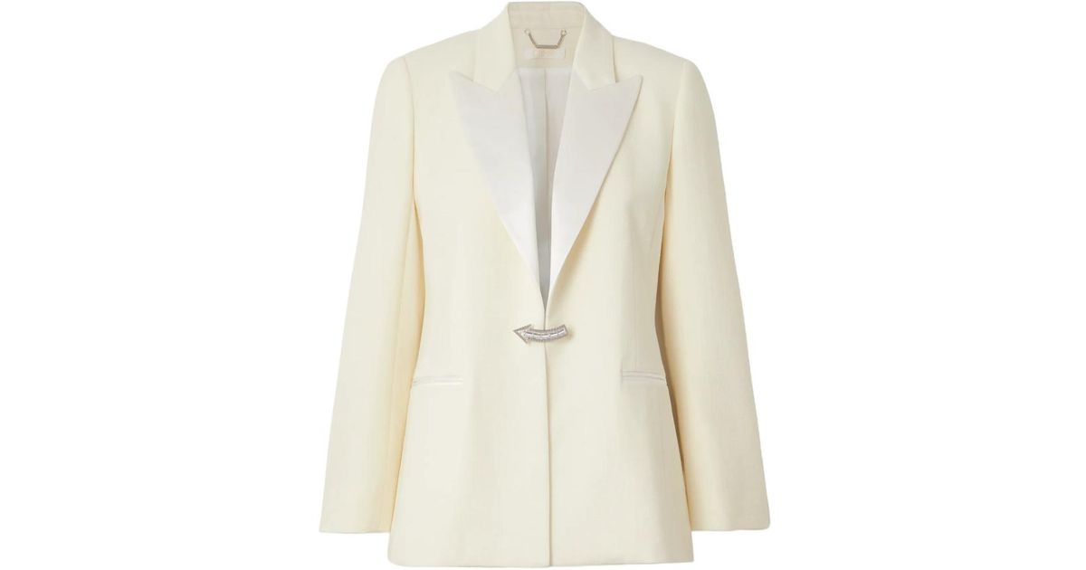 Chloé Crystal Trimmed Suit Jacket in Natural | Lyst