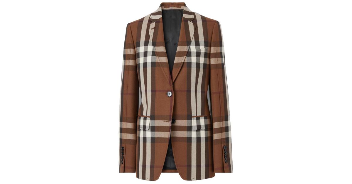 Burberry Exploded Check Single-Breasted Blazer in Brown | Lyst