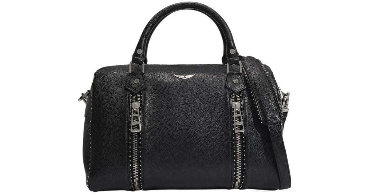Zadig & Voltaire Logo Plaque Zipped Medium Tote Bag in Black | Lyst