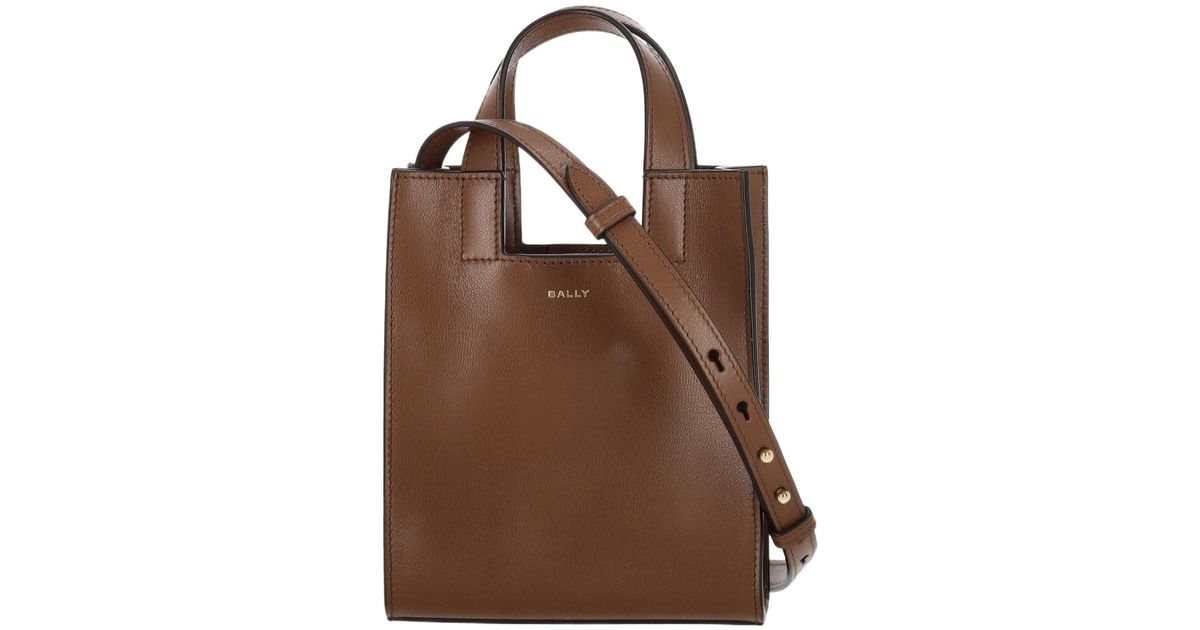 Bally Logo Detailed Tote Bag in Brown | Lyst