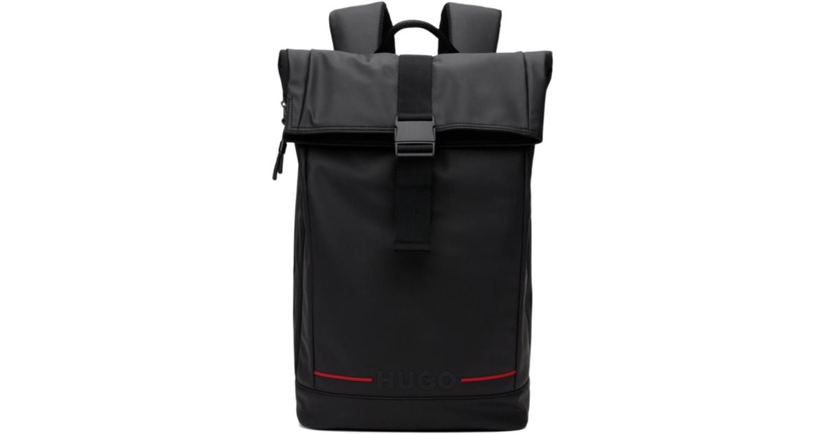 BOSS Logo Roll-Up Backpack in Black for Men | Lyst