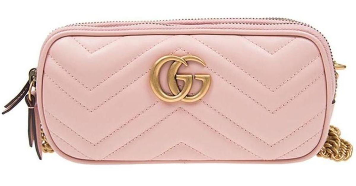 Gucci Gg Marmont Mini Chain Strap Shoulder Bag in Pink | Lyst