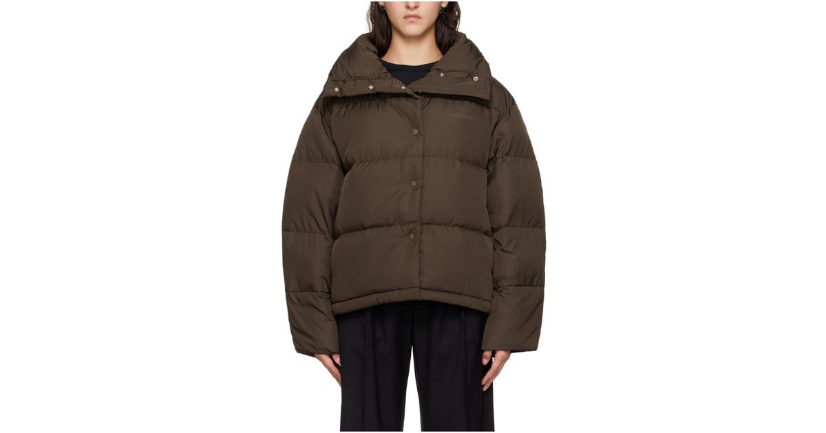 Acne Studios Quilted Snap Down Jacket in Brown | Lyst