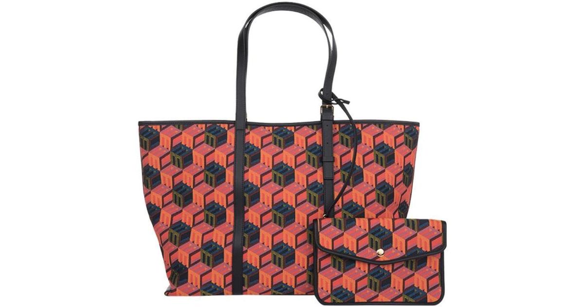 MCM Logo Details Todd Handbag in Red | Lyst