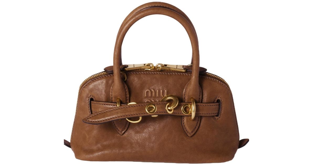 Miu Miu Aventure Mini Shoulder Bag in Brown | Lyst