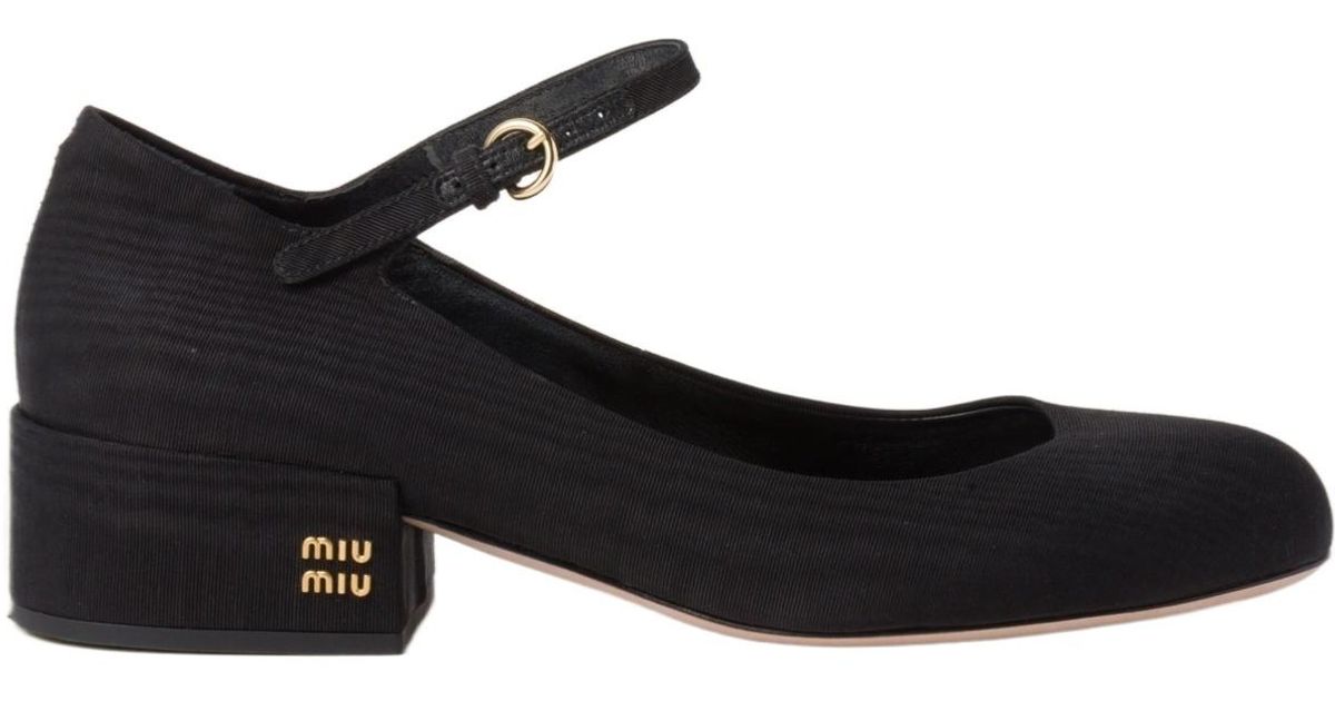 Miu Miu Logo High Heels in Black | Lyst