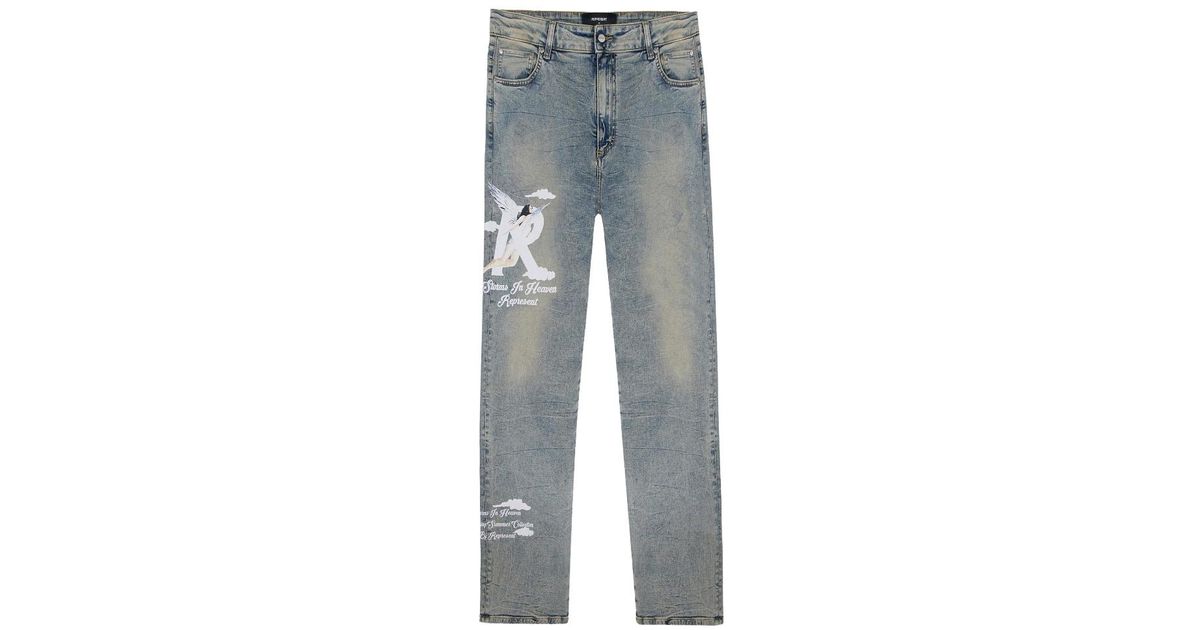 Represent Logo Jeans in Gray for Men | Lyst