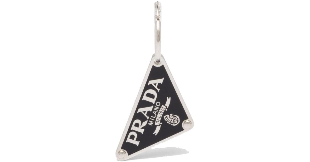 Prada Symbole Pendant Left Earring in White | Lyst