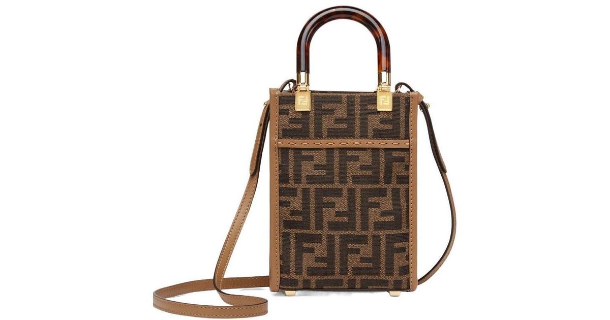 Fendi Mini Sunshine Crossbody Bag in Brown | Lyst