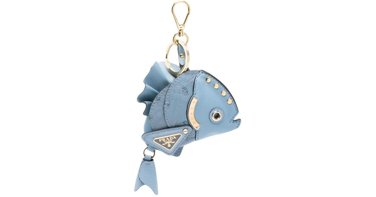 Prada Fish Shaped Key Chain in Blue | Lyst