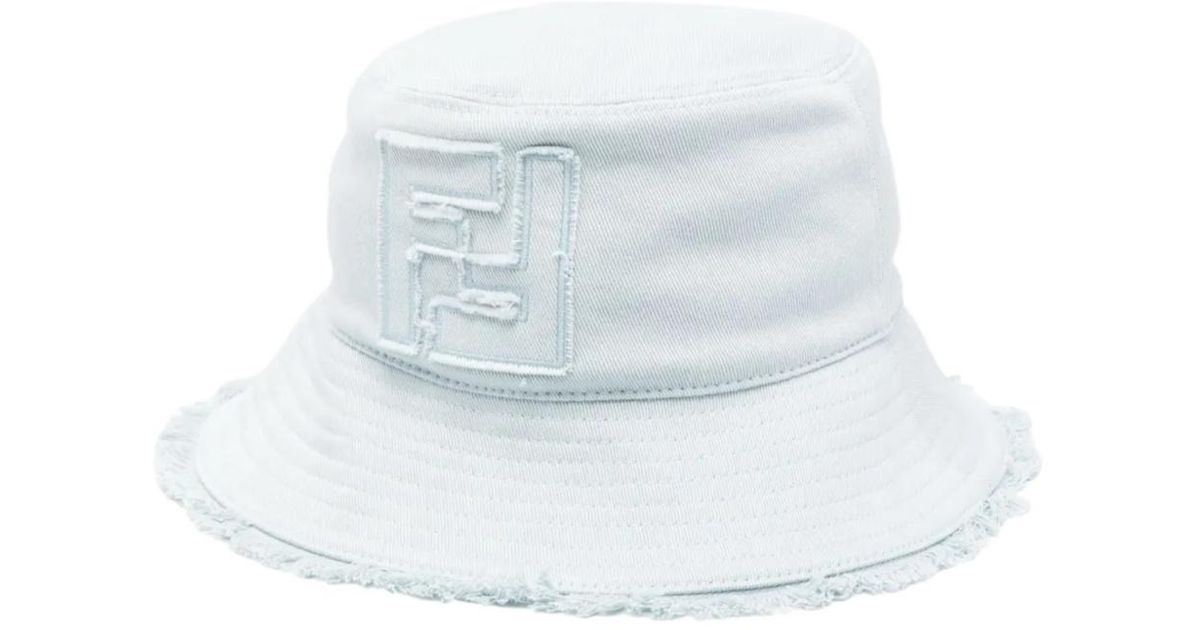 Fendi Ff-Patch Bucket Hat in White | Lyst