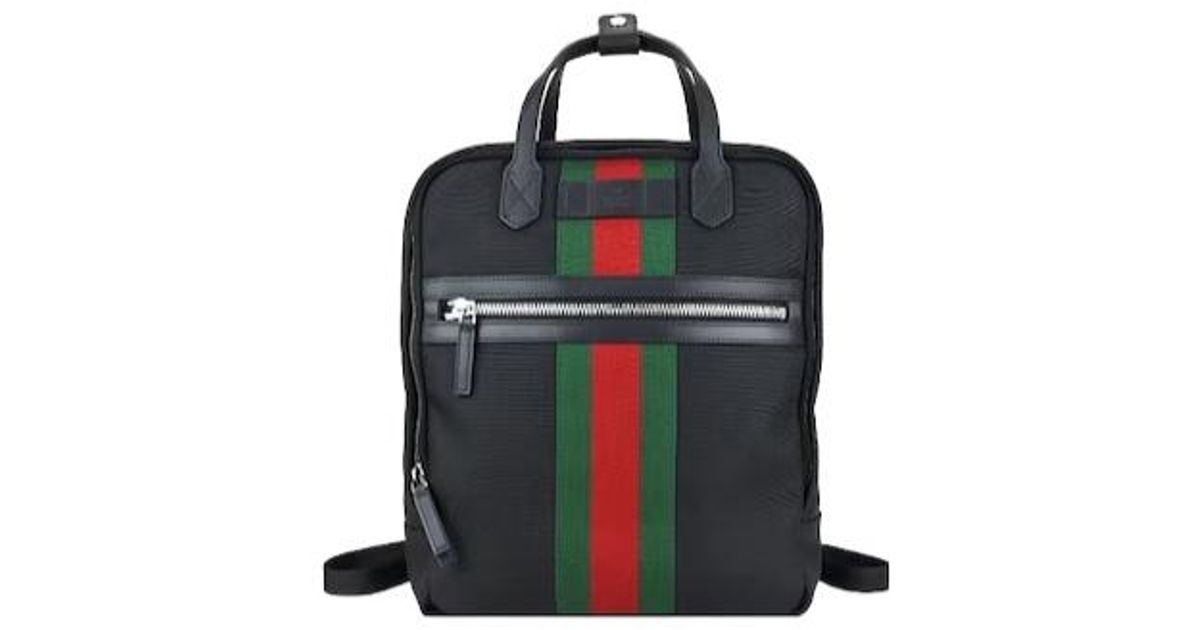 Gucci Striped Webbing Backpack in Black for Men | Lyst
