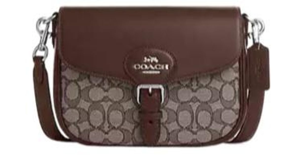 COACH Amelia Jacquard Crossbody Bag in Brown | Lyst