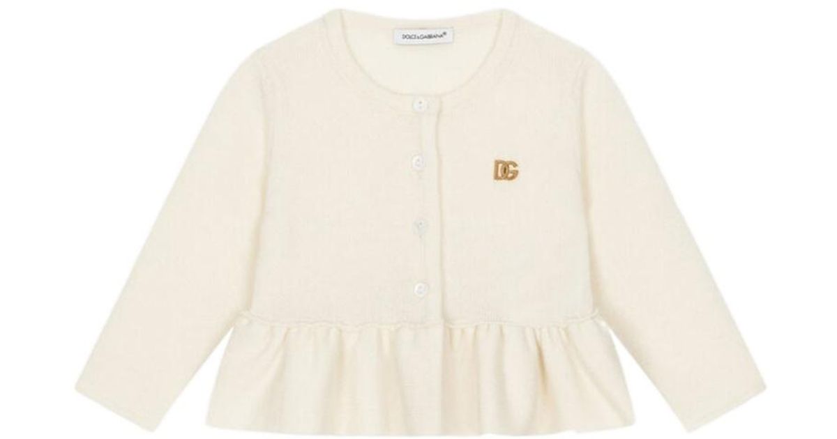 Dolce & Gabbana Tone Logo Lettering Cashmere Cardigan in Natural | Lyst