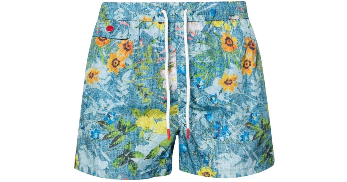 Kiton Drawline Swimming Trunks in Blue for Men | Lyst