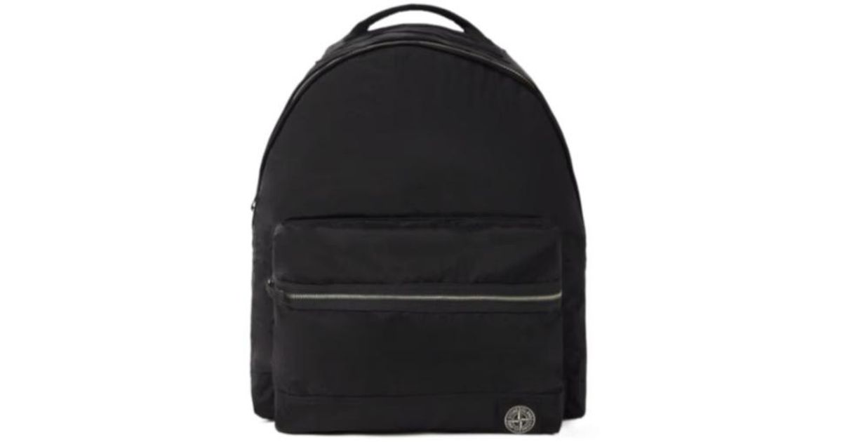 Stone Island Logo Patch Zipped Backpack in Black for Men | Lyst