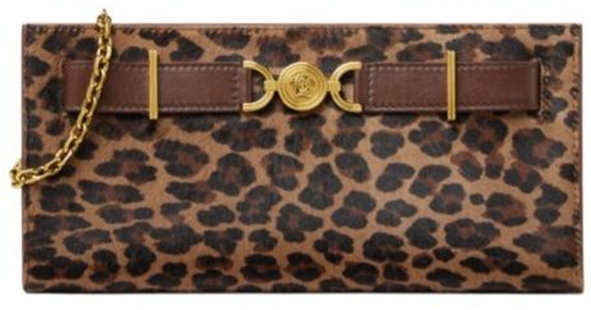 Versace Medusa '95 Leopard-Print Clutch Bag in Brown | Lyst