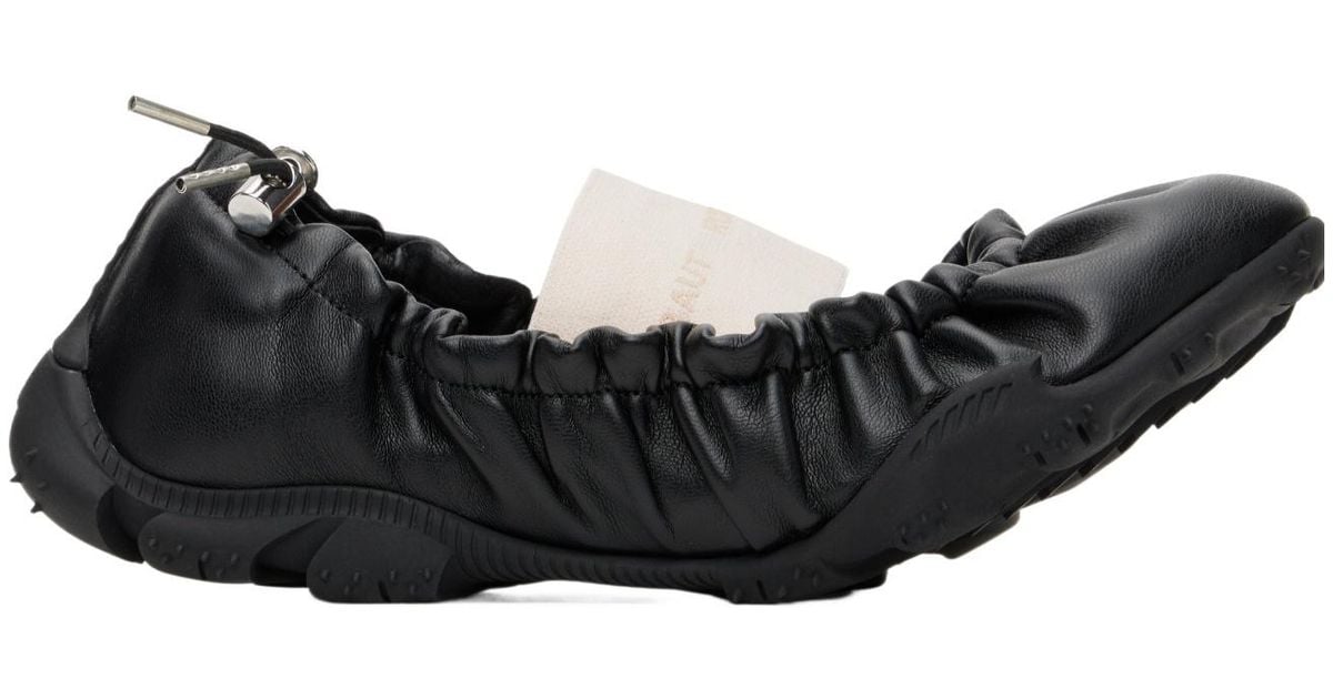 Rombaut Ruched Leather Ballet Flats in Black | Lyst