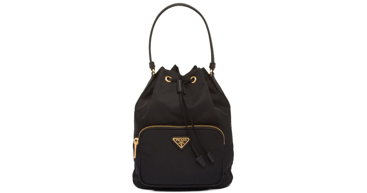 Prada Duet Bucket Shoulder Bag in Black | Lyst