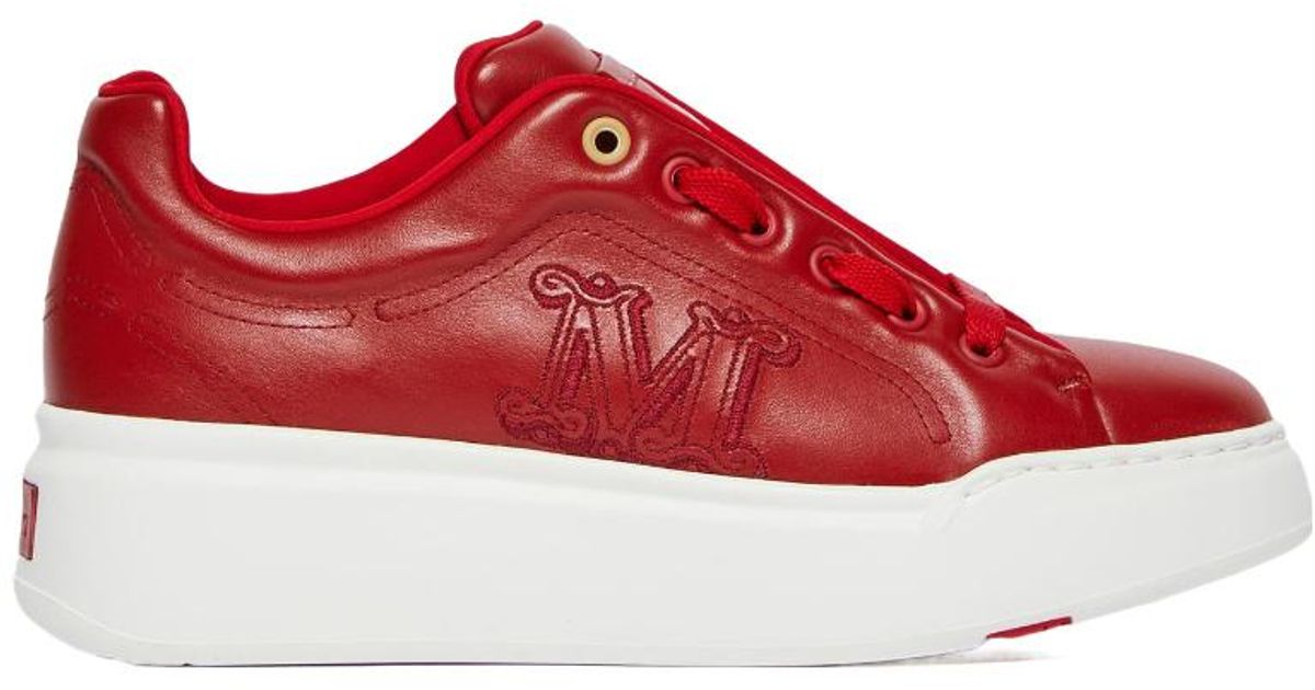 Max Mara Tongue Logo Low-Top Casual Shoes in Red | Lyst