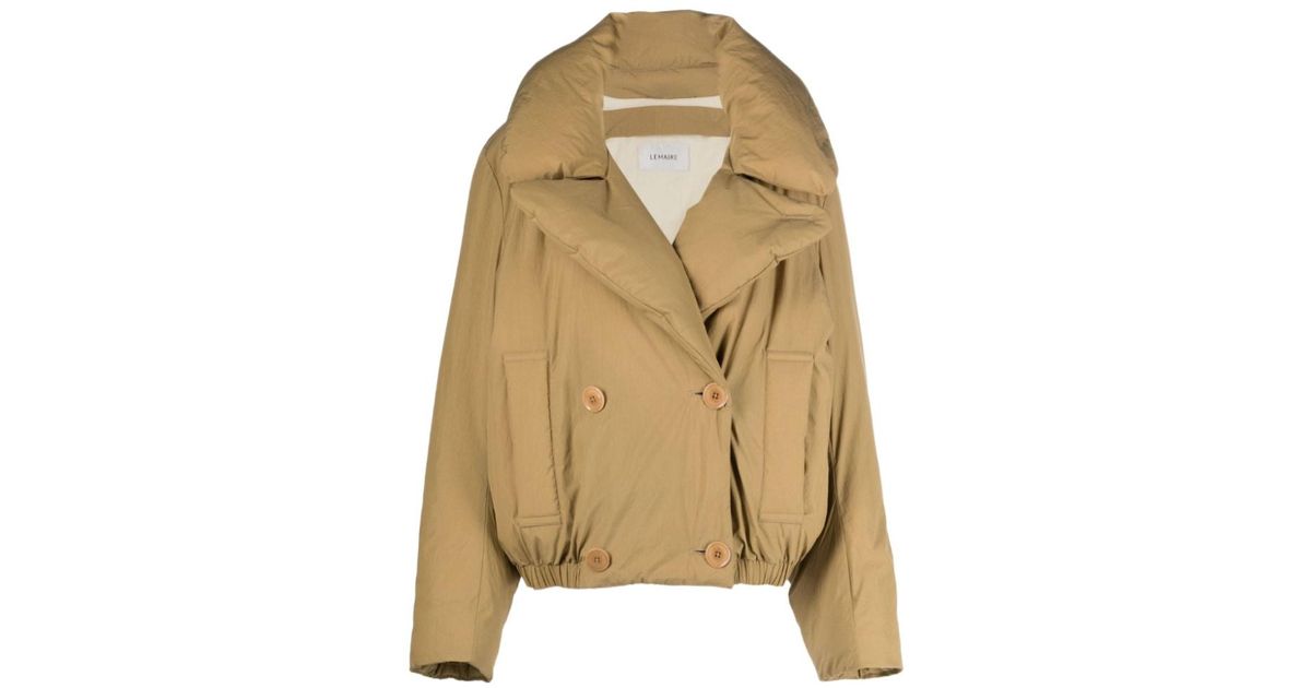 Lemaire Wide-Lapels Puffer Jacket in Natural | Lyst