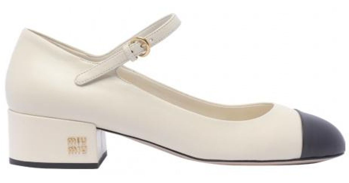 Miu Miu Round Head High Heels in White | Lyst