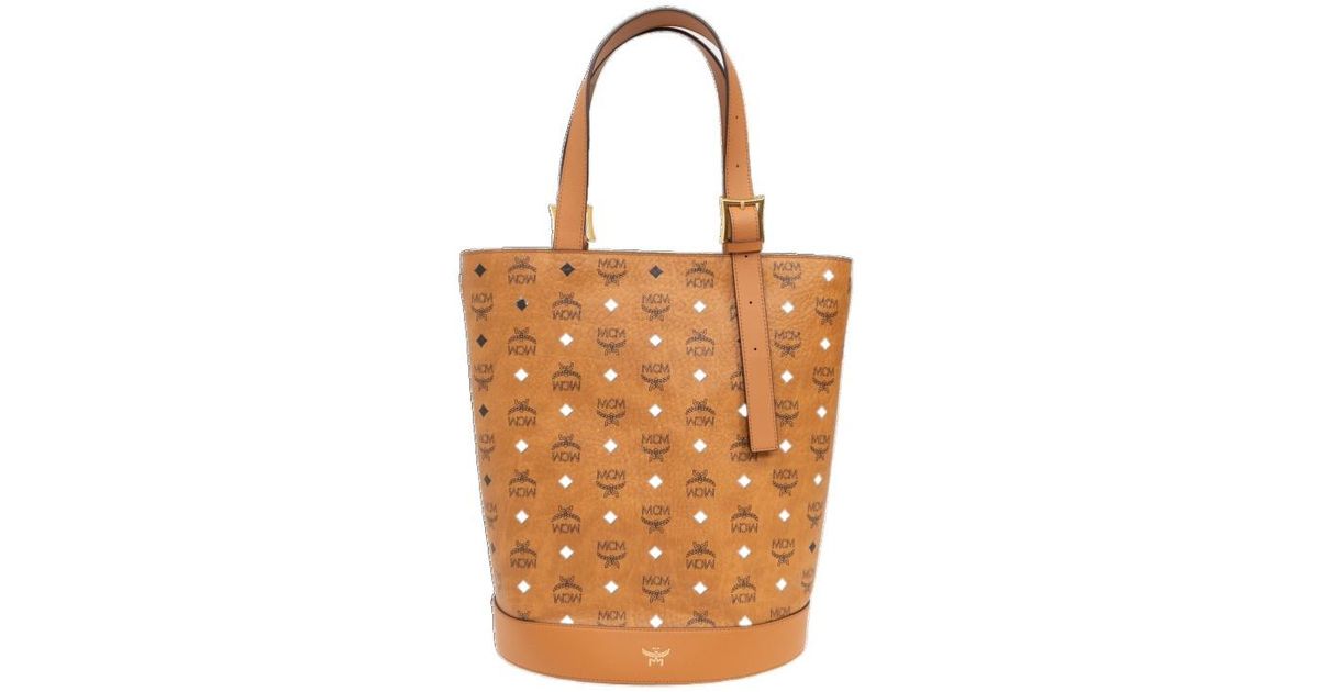 MCM Logo-Printed Tote Bag in Orange | Lyst