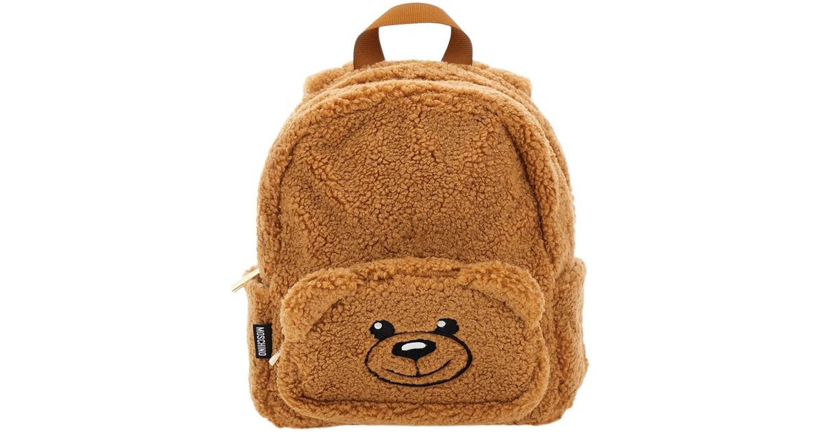 Moschino Teddy Bear Fleece-Texture Backpack in Brown | Lyst