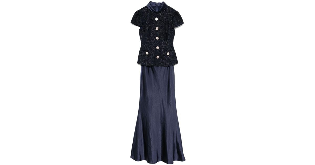 Self-Portrait Metal Button Dress in Blue | Lyst