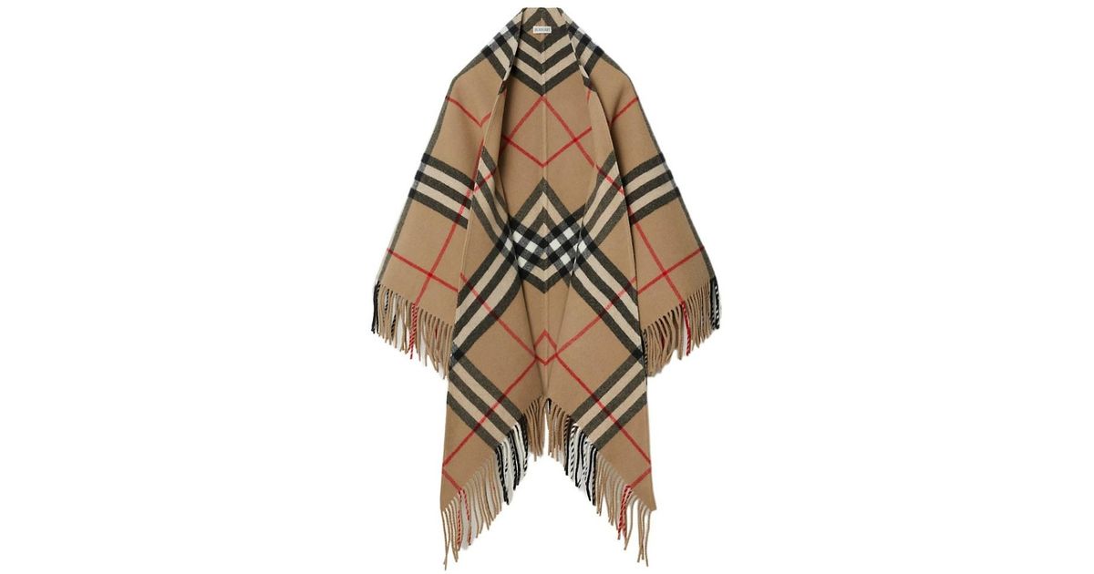 Burberry Vintage Check-Pattern Wool Cape | Lyst