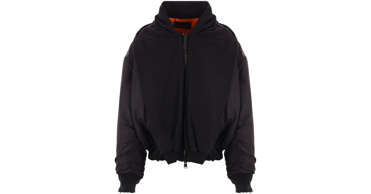 Balenciaga Logo-Tag Bomber Jacket in Black for Men | Lyst